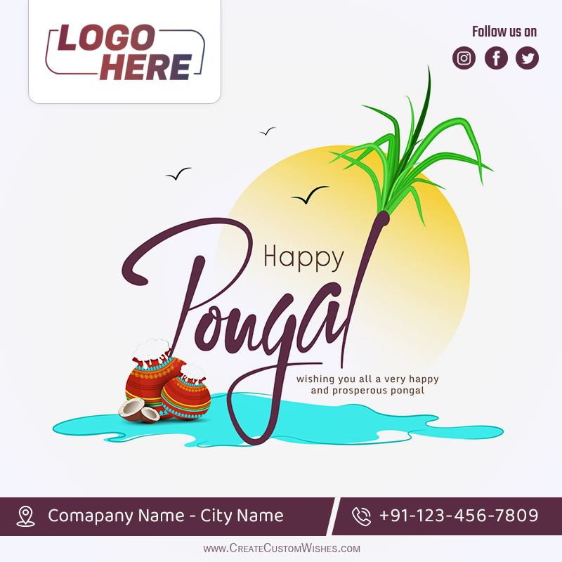 🌞 Create Pongal Wishes Online with Company Logo & Details